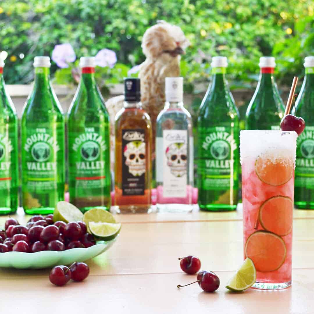 Cherry Lime Tequila Spritz By Drinking With Chickens - Exotico Tequila